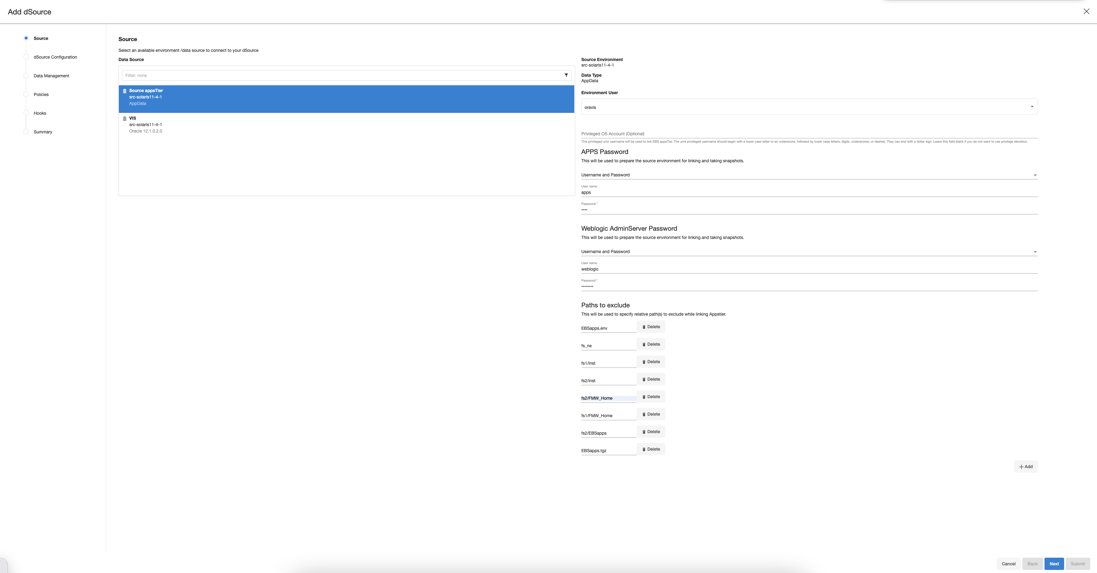 Linking a source EBS R12.2 instance