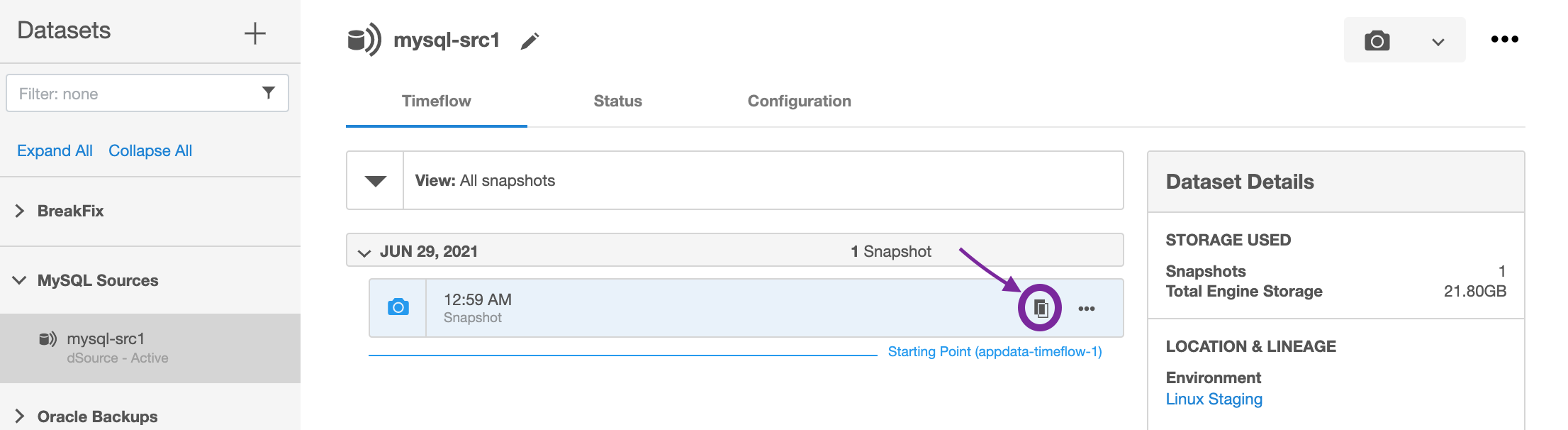 Provisioning VDBs from MySQL dSources
