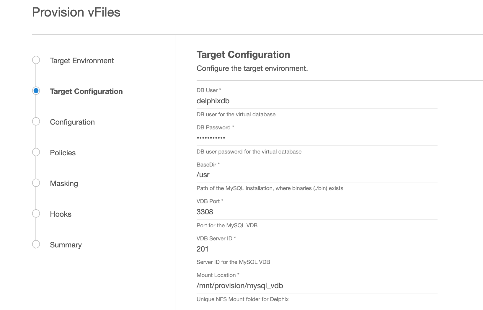Provisioning VDBs from MySQL dSources