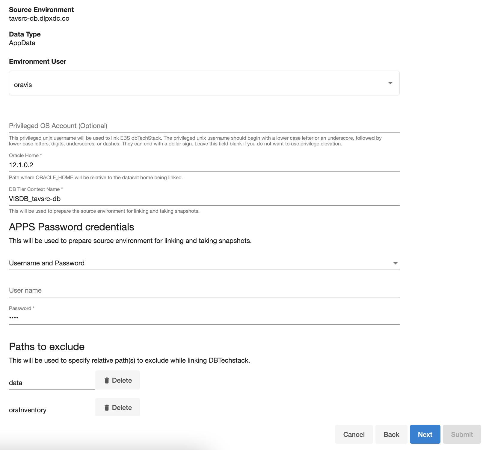 Linking a source EBS R12.2 instance