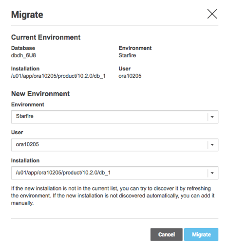 Migrating an Oracle VDB