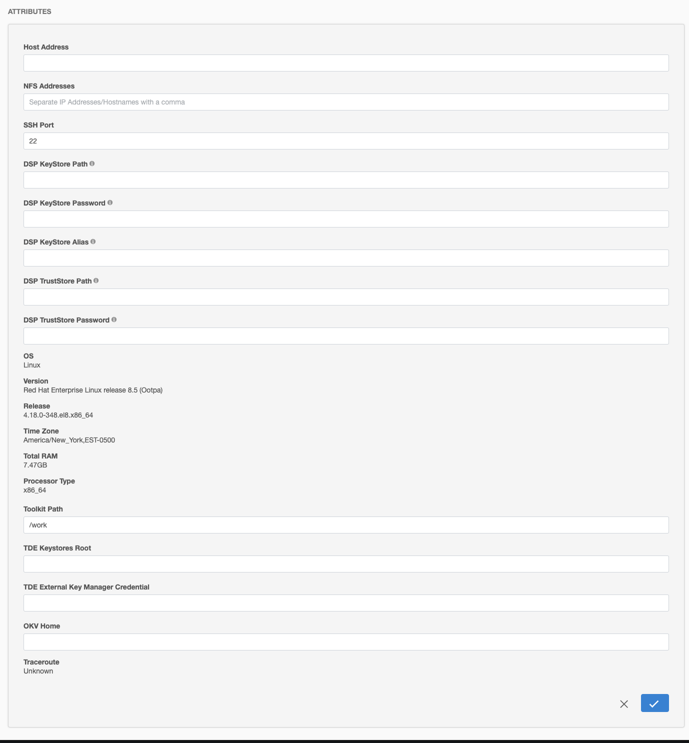 Adding or editing TDE external key manager credential