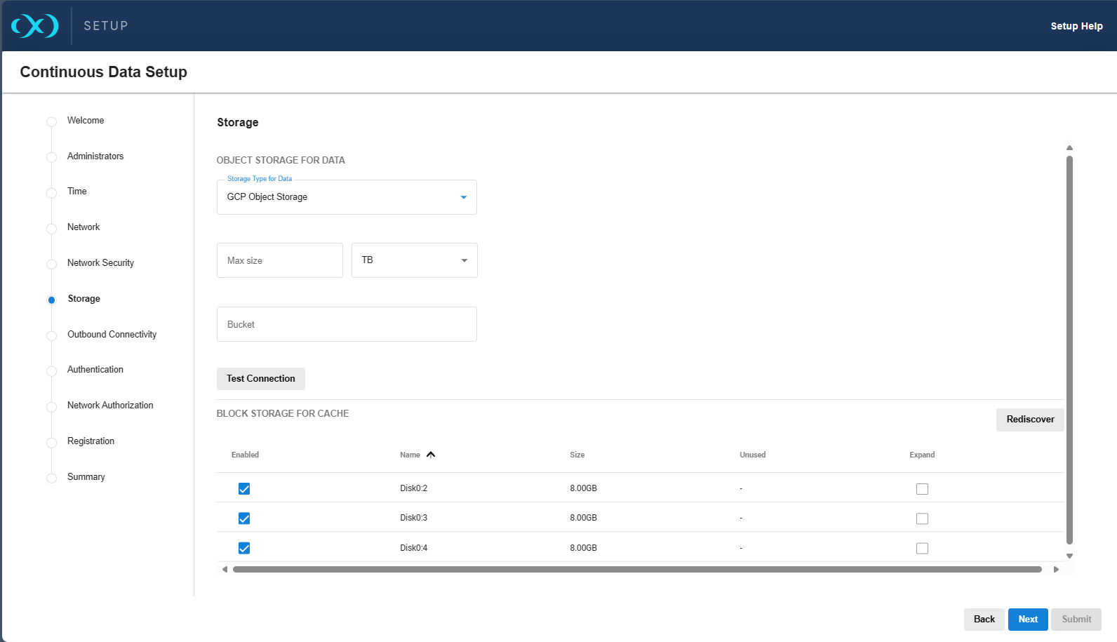 GCP object storage setup