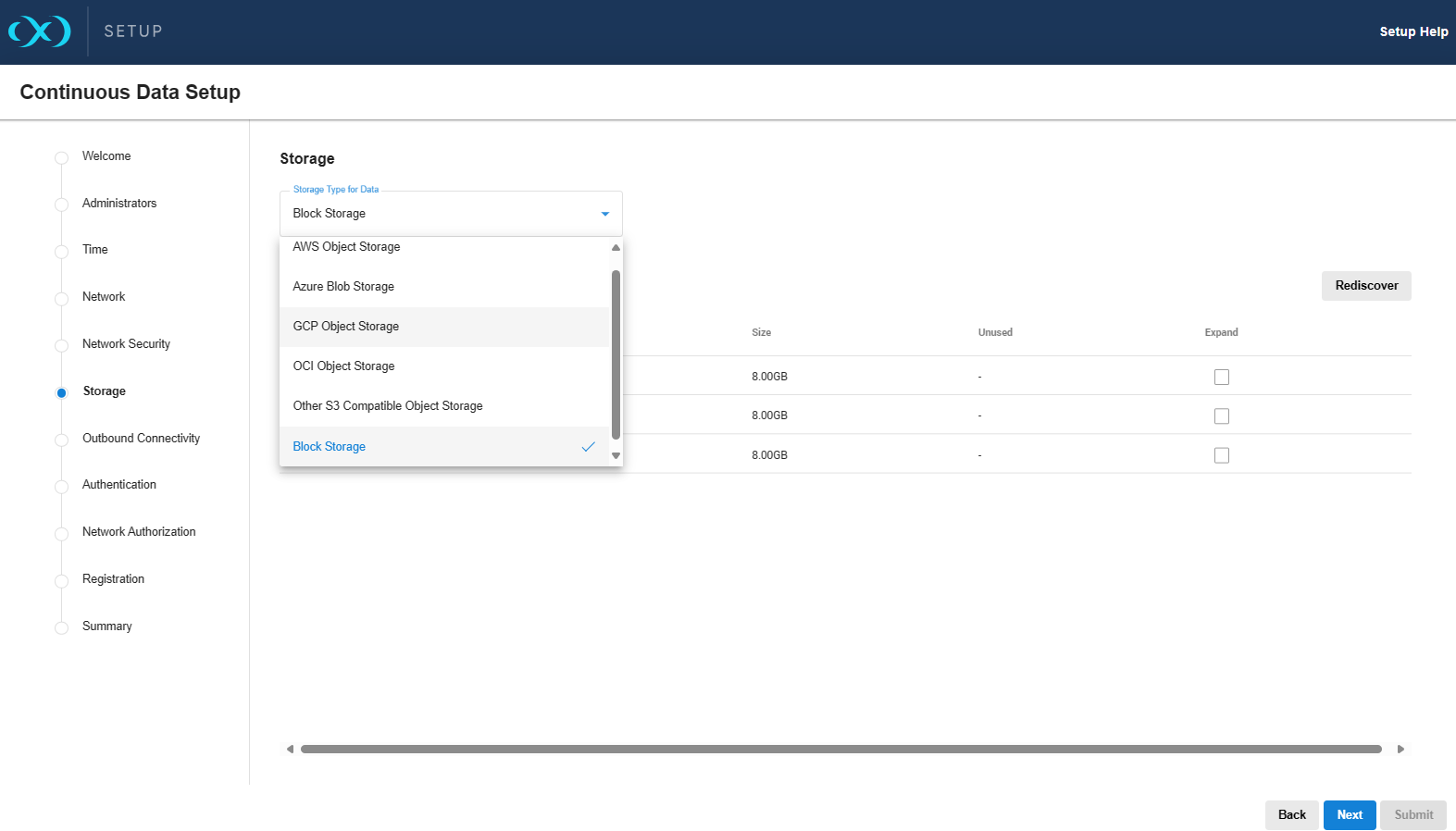 GCP object storage setup