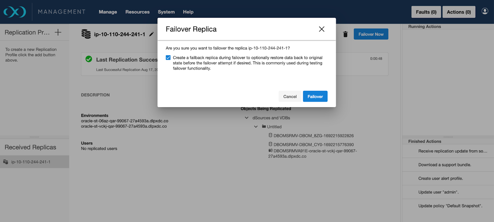 Test-failover and failback